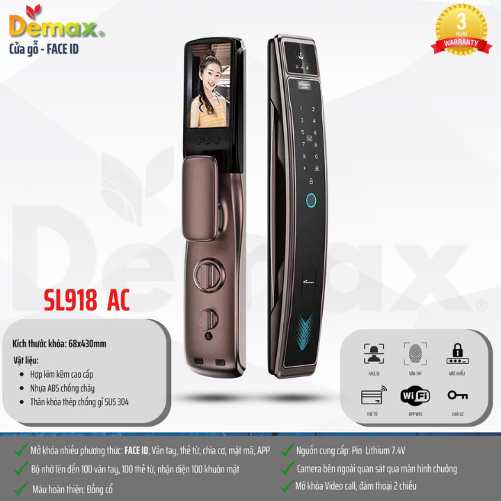 KHÓA THÔNG MINH DEMAX SL918 AC - REMOTE